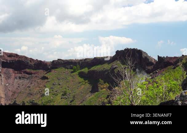 Panoramic view of Mount Vesuvius crater and volcanic cone Stock Video ...