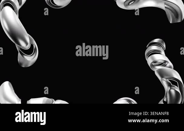 Floating Chrome Liquid Tube Fragments Abstract 3D Loop Animation Stock ...