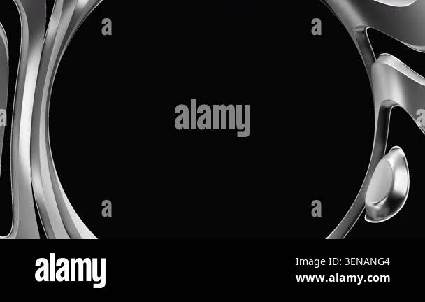 Chrome Liquid Circular Frame Hole Abstract 3D Loop Animation Stock ...