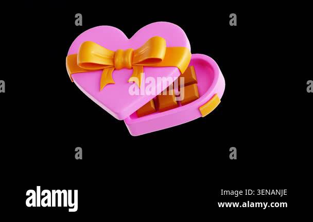 Heart Shaped Chocolate Gift Box 3D Animation Icon Stock Video Footage ...