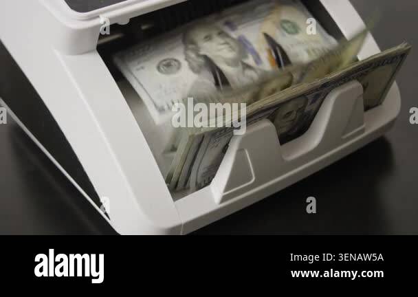 Money counting process. Paper money in counting machine. Business and ...