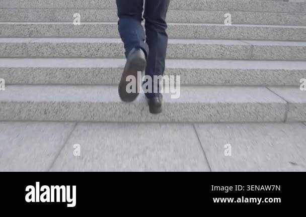 Businessman walking stairs as leadership concept. Business man climbing ...