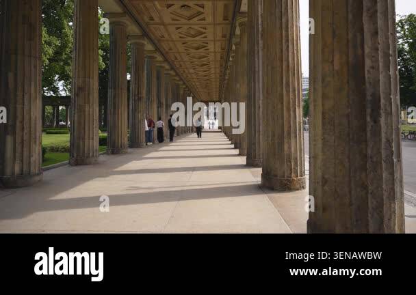 A long Berlin colonnade creates strong perspective with stone columns ...