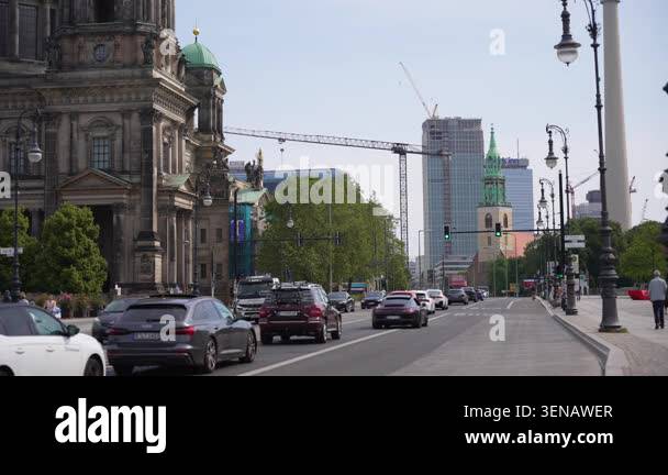Germany, Berlin, June 2, 2026. Traffic moves past the Berlin Cathedral ...