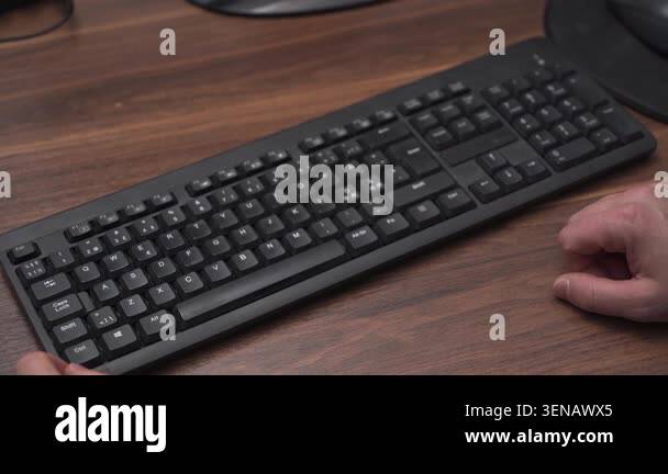 Over the shoulder view pressing ctrl alt del keyboard shortcut in close ...