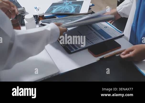 young female doctor in uniform working with a patient Stock Video ...