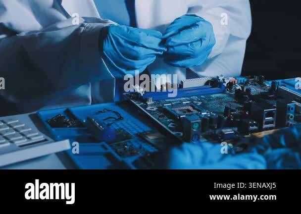 the computer repair in the workplace. the man holds the computer ...