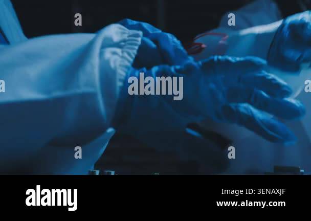 scientist in laboratory with chemical equipment, science and technology ...