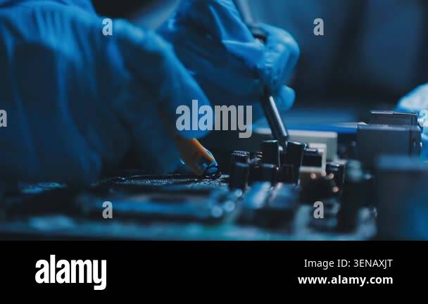 electronic circuit board with electronic components Stock Video Footage ...