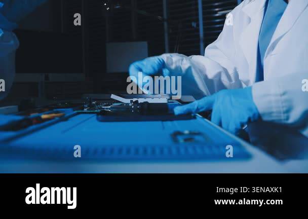 scientist using microscope in laboratory Stock Video Footage - Alamy