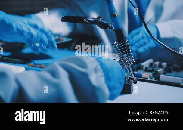 close up of scientist using microscope in lab, science technology ...