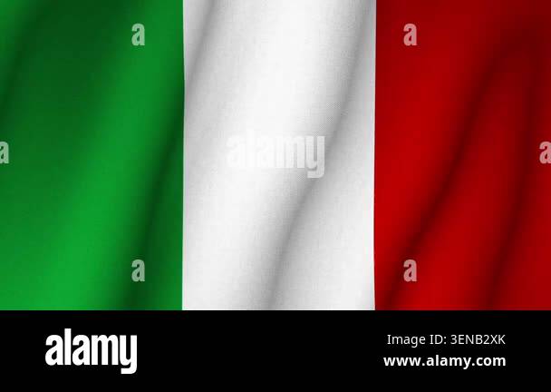 National flag of Italy waving in wind with green white and red vertical ...