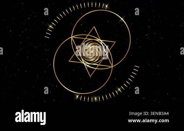 Video loop animation of Vesica piscis Sacred geometry circuit. Gold All ...