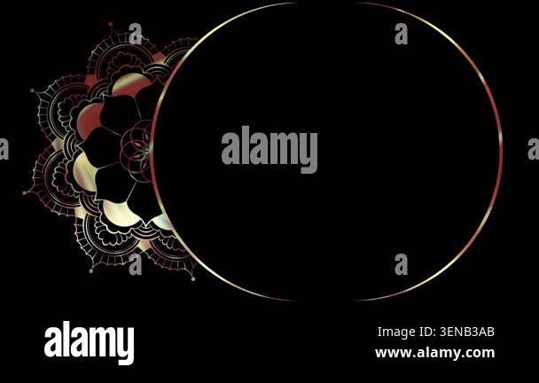 Animation of vintage Luxury mandala background with old gold frame in ...