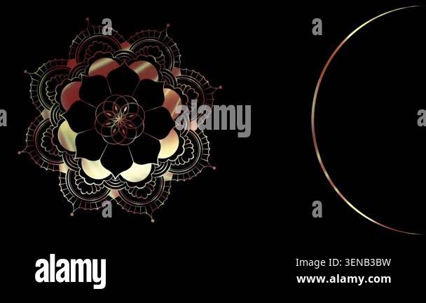 Animation of Luxury shiny mandala background with gold frame in ...