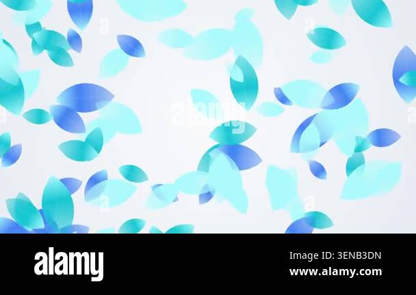 Floating Leaves Background with Blue and Cyan Gradients. Seamless Loop ...