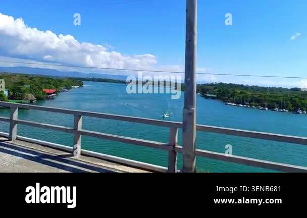 Scenic high angle perspective from the concrete railing of the Rio ...