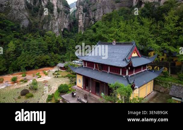 Drone aerial top-down view of an ancient town temple complex Stock ...