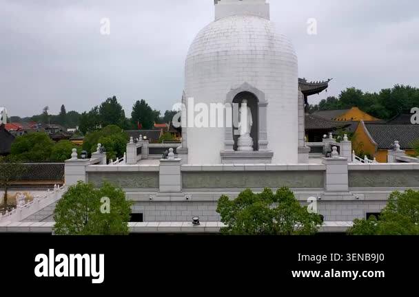 Drone aerial top-down view of an ancient town temple complex Stock ...