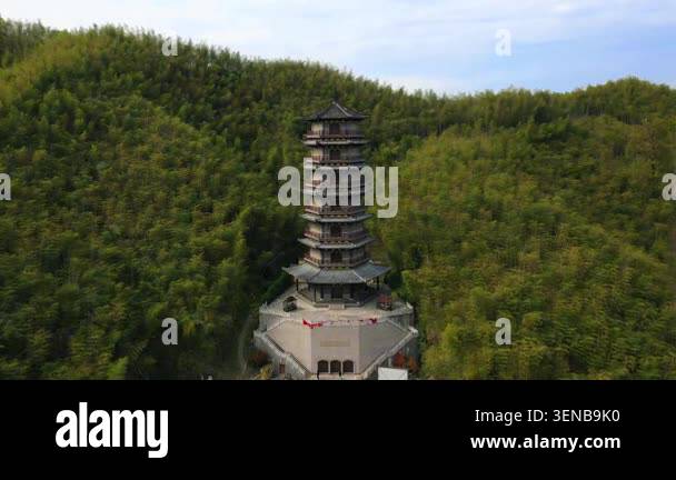 Drone aerial top-down view of an ancient town temple complex Stock ...