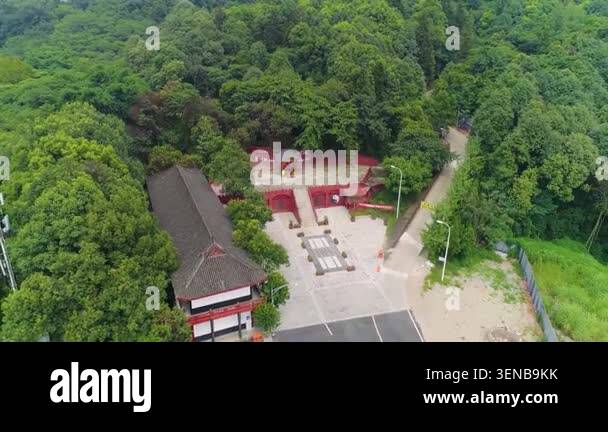 Drone aerial top-down view of an ancient town temple complex Stock ...
