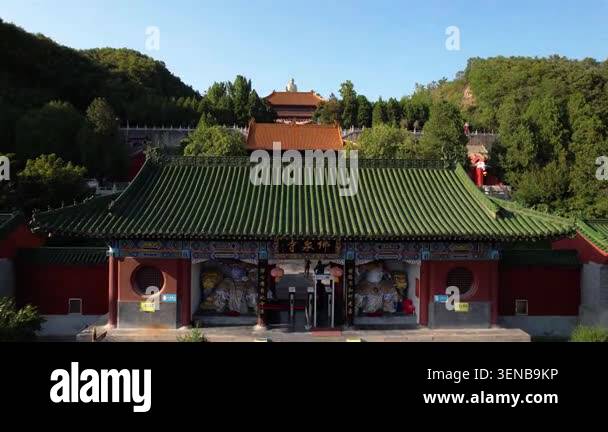 Drone aerial top-down view of an ancient town temple complex Stock ...