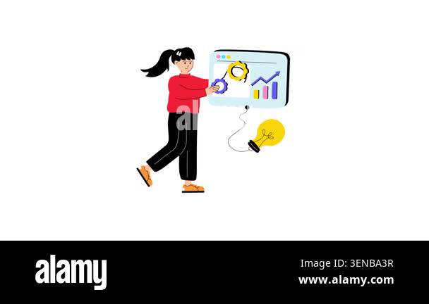 Get this amazing animated flat illustration of business management ...