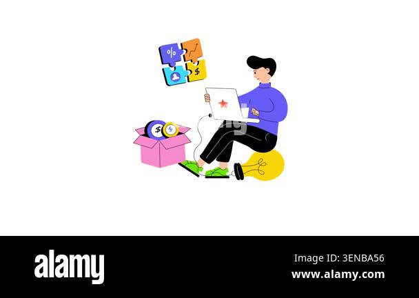 Modern concept of animated flat illustration of businessman Stock Video ...