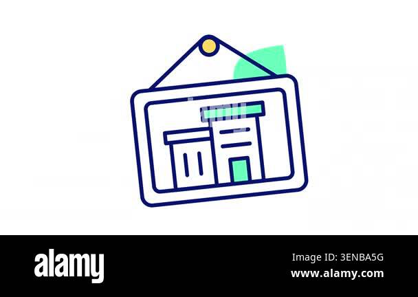 Building inside image hanging showing concept animated icon of ...
