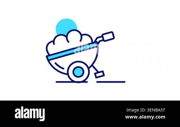Trendy animated icon of wheel barrow, construction cart, dirt carrier ...