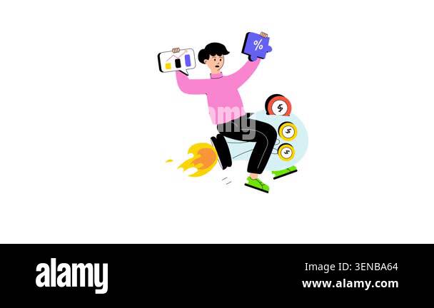 Try this perfect animated flat illustration of business idea Stock ...