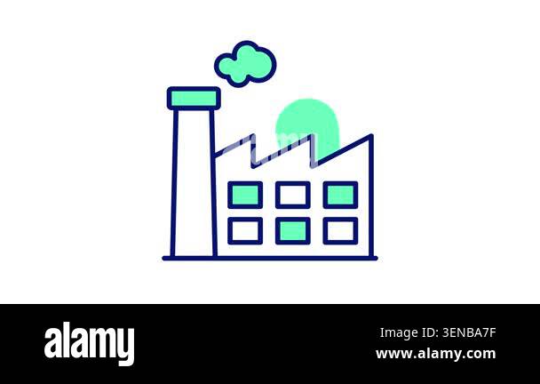 Manufacturing Plant, building with chimney showing concept animated ...
