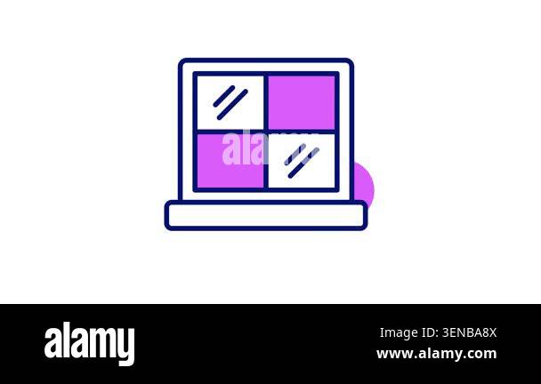 Glass window with different blocks, animated icon of window in modern ...