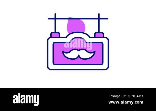 Wooden board having mustaches denoting concept animated icon of salon ...