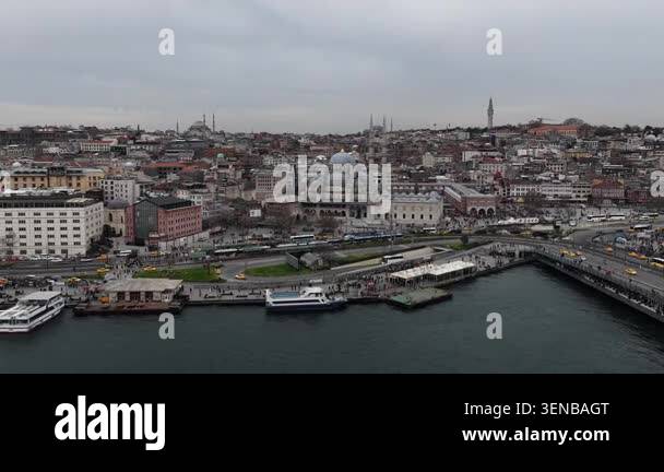 High angle view of istanbuls historic cityscape, featuring the new ...