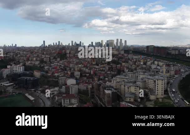 Sprawling istanbul cityscape showing dense residential neighborhoods ...