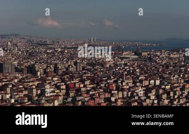 Extensive cityscape of istanbul, showing a dense residential district ...