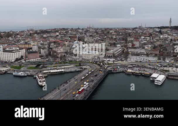 Majestic aerial view of istanbul, turkey, showing the bustling galata ...