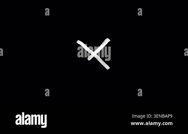 Hand drawn animated white cross x mark icon on transparent background ...