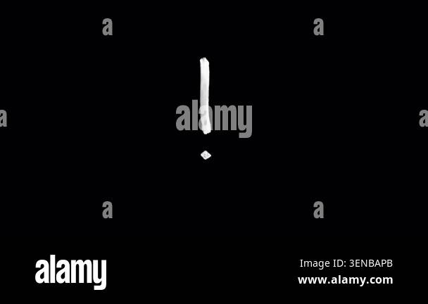 Hand drawn animated white exclamation mark symbol on transparent ...