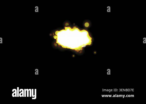 Intense fire mass fragmenting gradually into glowing particles creating ...