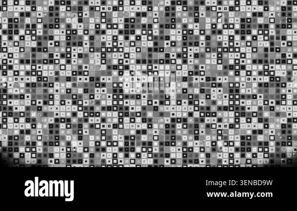Glowing square blocks flickering dynamically creating abstract digital ...