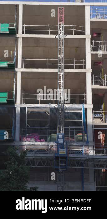 Vertical View of Residential Building Under Construction with Concrete ...