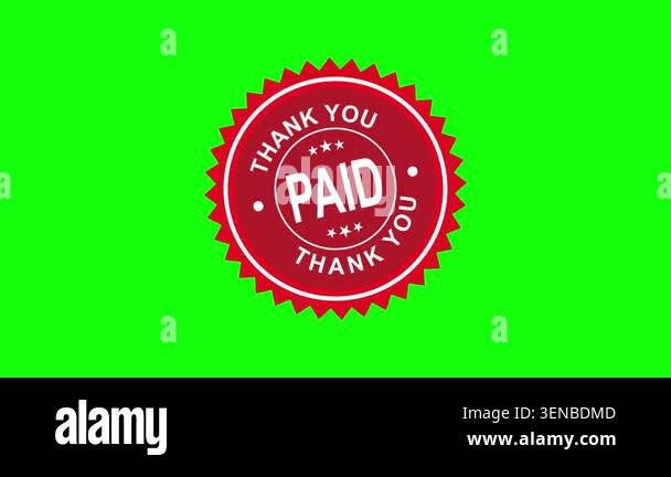 Paid Thank You Seal Badge Green Screen Animation Stock Video Footage ...
