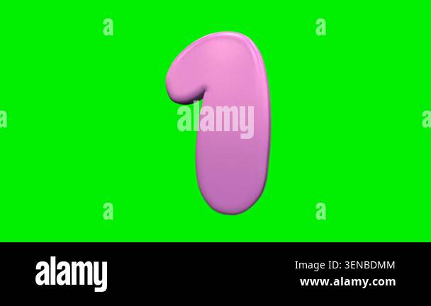 Cute pink 3d number cartoon character collection with big eyes on green ...