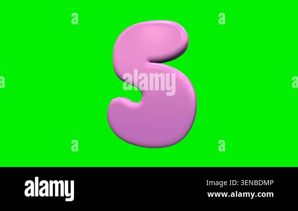 Cute pink 3d number cartoon character collection with big eyes on green ...