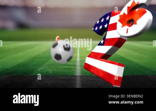 Soccer ball with 2026 3d numbers textured as national flags of usa ...