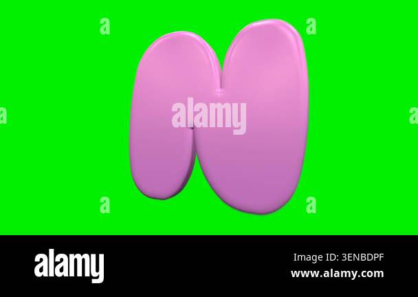 Cute pink 3d number cartoon character collection with big eyes on green ...