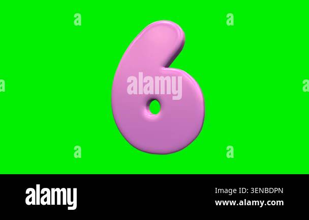 Cute pink 3d number cartoon character collection with big eyes on green ...