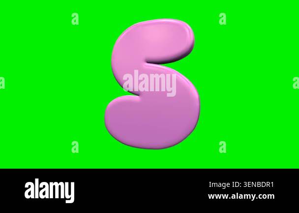 Cute pink 3d number cartoon character collection with big eyes on green ...